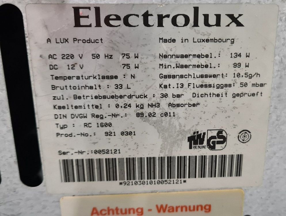Electrolux Kühlbox RC 1600 für Camper 12V, 220V, gas | Kaufen auf Ricardo