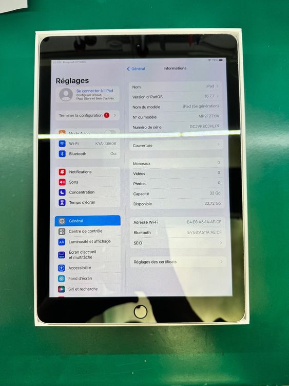 iPad 5 / 32Gb (Model A1822) (Noir - Black - Schwarz) Mit OVP (Gebraucht ...