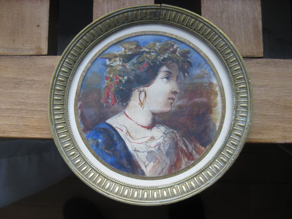 MINIATUR TEMPERA 19.JAHRH. in MESSINGRAHMEN | Kaufen auf Ricardo