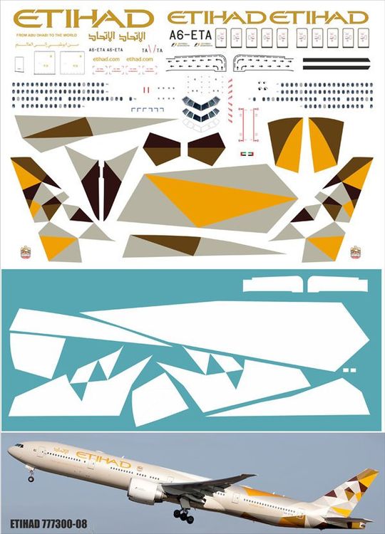 PAS-Decal Sheet "B777-300 Etihad New Livery" (1/144) (Neu (gemäss ...