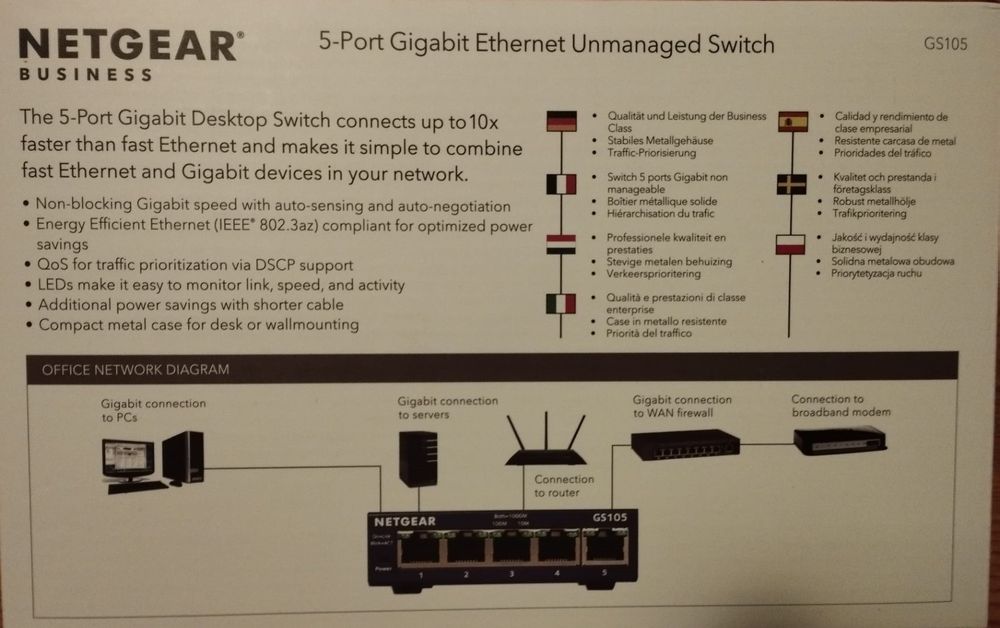 Netgear GS105 Gigabit Switch - Perfekt fürs Homeoffice! (Gebraucht) in ...
