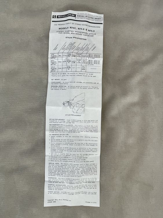Grammophon-Nadel Monophonic N75-3 Shure (Neu und originalverpackt) in ...