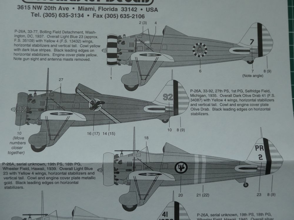 1/48 Boeing P-26 Peashooter - 6 Versionen 1935-40 Decals (Gebraucht) in ...