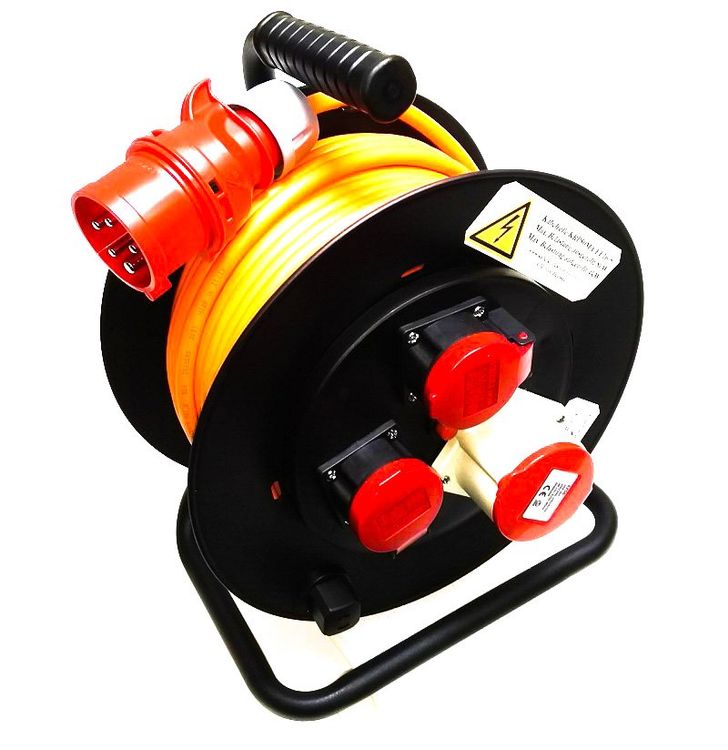50m Pur Kabelrolle neu IP44 CEE16/5/400V + 2xT25 IP55 (Neu und ...