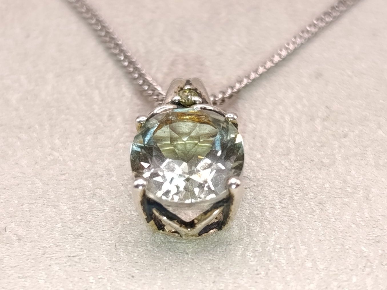 Vintage 925er Silber zarte Anhänger grüne Amethyst Edelstein (Gebraucht ...