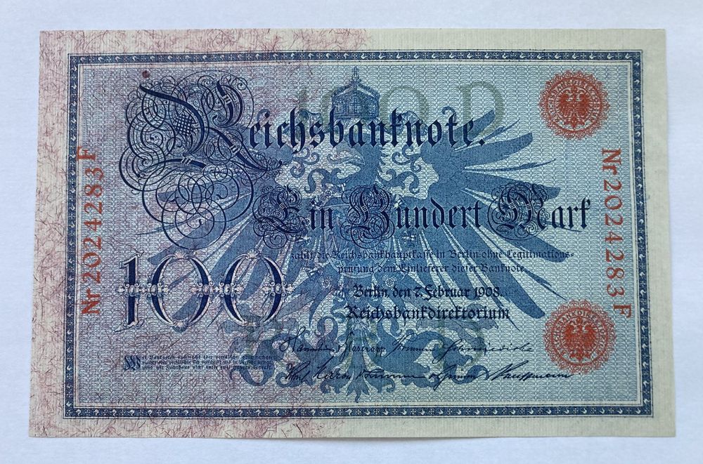 100 Mark-Note 1908 unzirkuliert (Neu (gemäss Beschreibung)) in ...