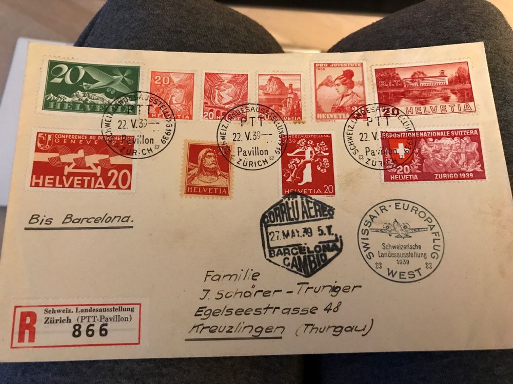 Schweizer Flugpost Karte 1939 Nr 866 (Gebraucht) in Flawil für CHF 3 – mit Lieferung auf Ricardo ...