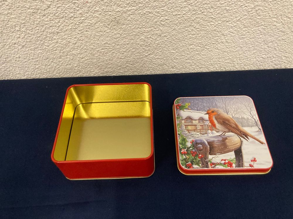 Blechdose Vogel/Winter-Motiv, ca. 12 x 12 x 6 cm (Neu und ...