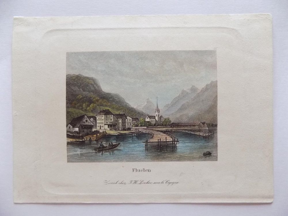 Flüelen kolorierte Aquatinta | Kaufen auf Ricardo