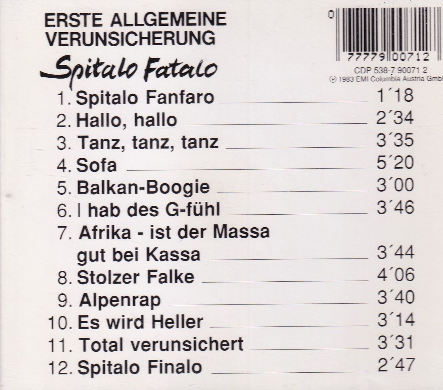 CD ab Fr. 1.--, Erste Allgemeine Verunsicherung-Spitalo Fata (Gebraucht ...