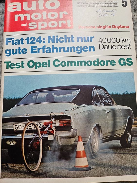 AMS /68 Opel Commodore GS Fiat 124 BMC Austin Morris 1300 xx (Gebraucht ...