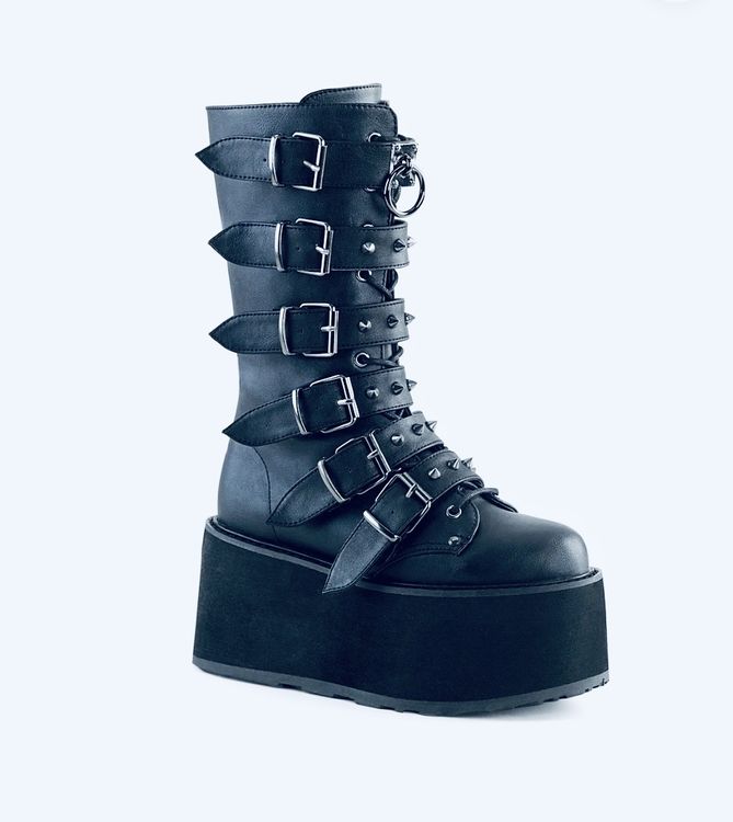 Demonia DAMNED-225 Black Vegan Leather Plattform-Stiefel–G42 (Neu und ...