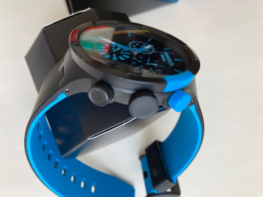 SWATCH BIG BOLD CHRONO CHECKPOINT BLUE mit Datum, Fullest (Neu (gemäss ...