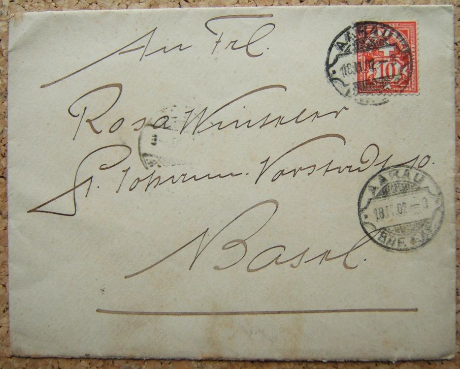 BRIEFCOUVERT MIT RASIERKLINGENSTEMPEL AARAU 1902 (Gebraucht) in Brunnen für CHF 1 – mit ...