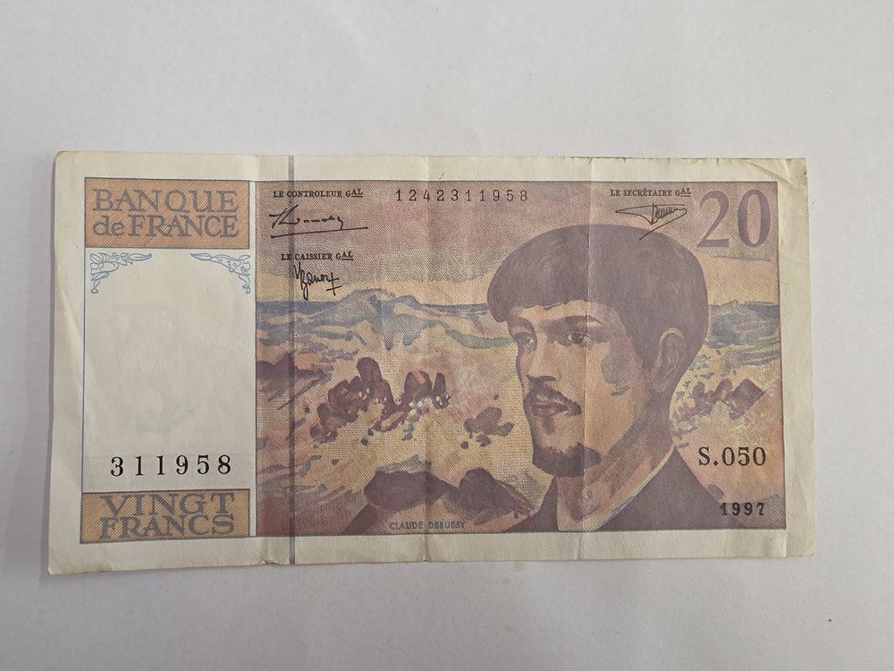 20 Francs Banknote Frankreich, Jahrgang 1997, Claude Debussy (Gebraucht ...