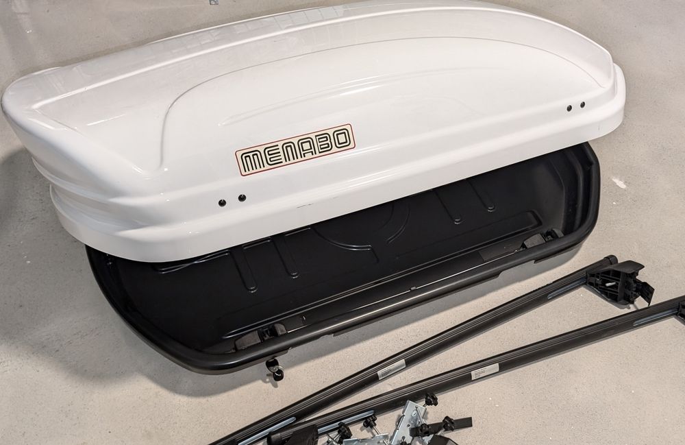 Auto Dachbox Menabo 320 Liter + Uni. Dachträger zu verkaufen (Gebraucht ...