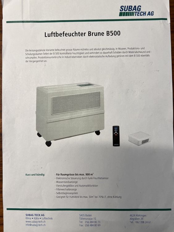 Brune B500 Luftbefeuchter (Gebraucht) in Dübendorf für CHF 1 – nur ...