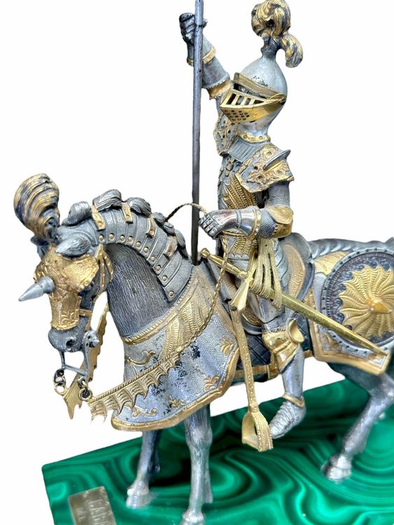 Sculpture chevalier en Vermeil (argent 800) socle malachite (Gebraucht ...