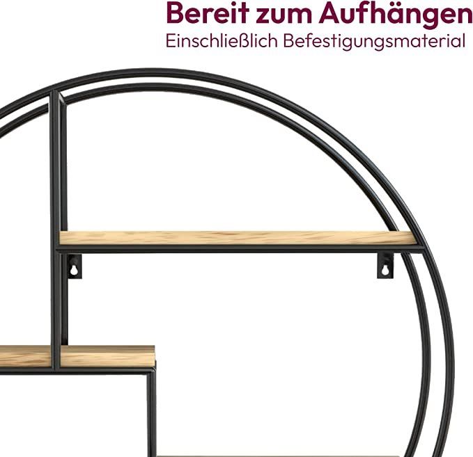 Wandregal Rund Holz & Metall Wanddeko Industrieller Stil | Acheter sur ...