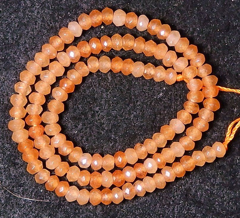 1 Strang echte orange-braune Topas Perlen 4 x 3 mm facet. (Neu (gemäss ...