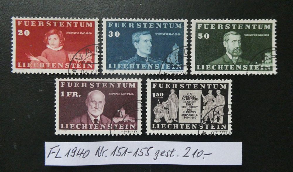 FL 1940 Nr. 151 - 155 gestempelt (Gebraucht) in Lausen für CHF 31 – mit Lieferung auf Ricardo kaufen
