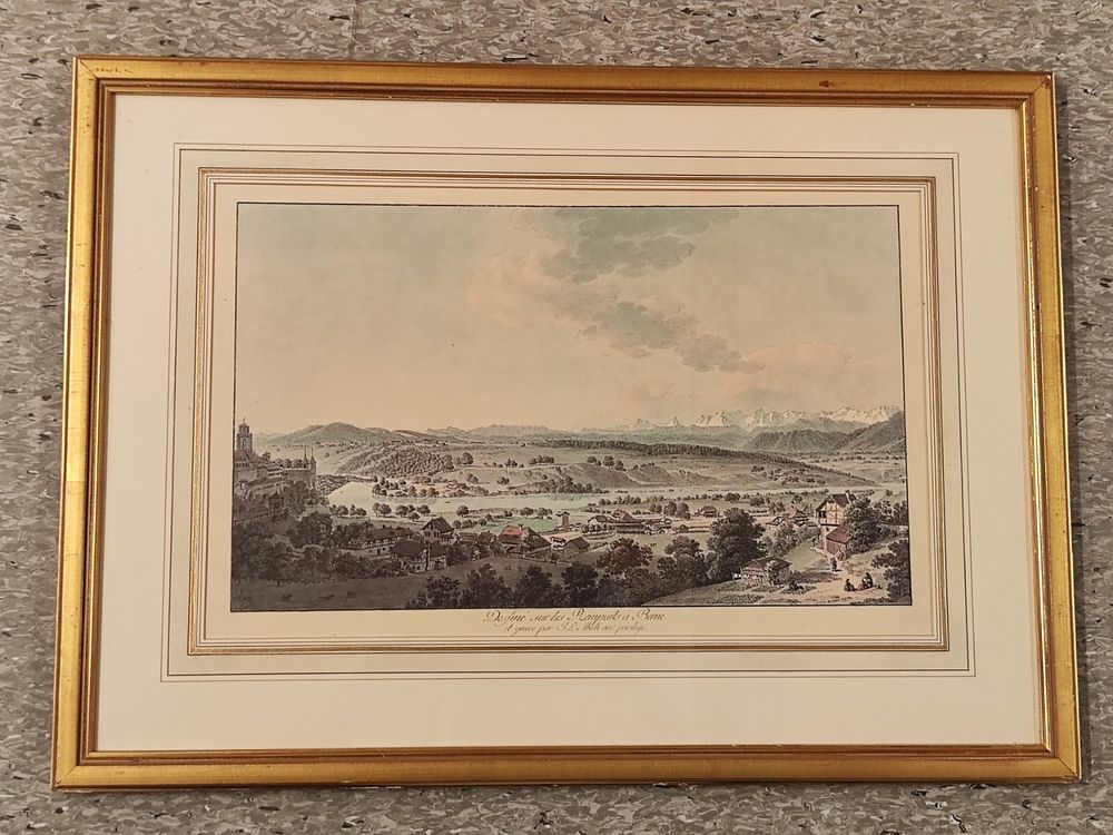 Kunstdruck Stich J.L.Aberli Sur les rempart a Berne 52x38cm (Gebraucht ...