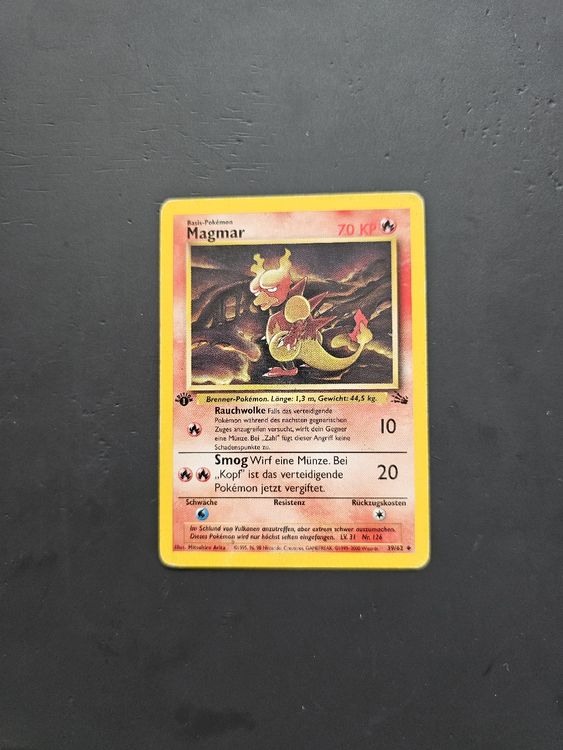 Magmar Pokemon Karte 1. Edition Fossil Set (Gebraucht) in oberbuchsiten ...