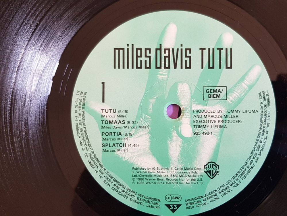 Miles Davis, LP Tutu, 1986 | Kaufen auf Ricardo