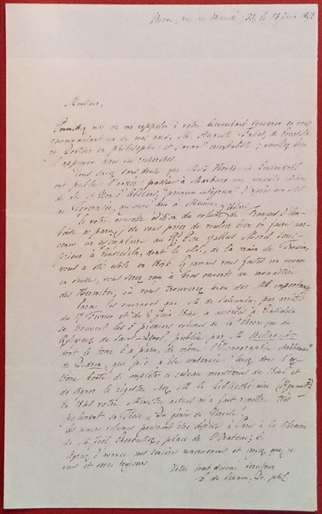 Gabriel Rudolf Ludwig von Sinner 1801-1860 Autograph (Gebraucht) in ...