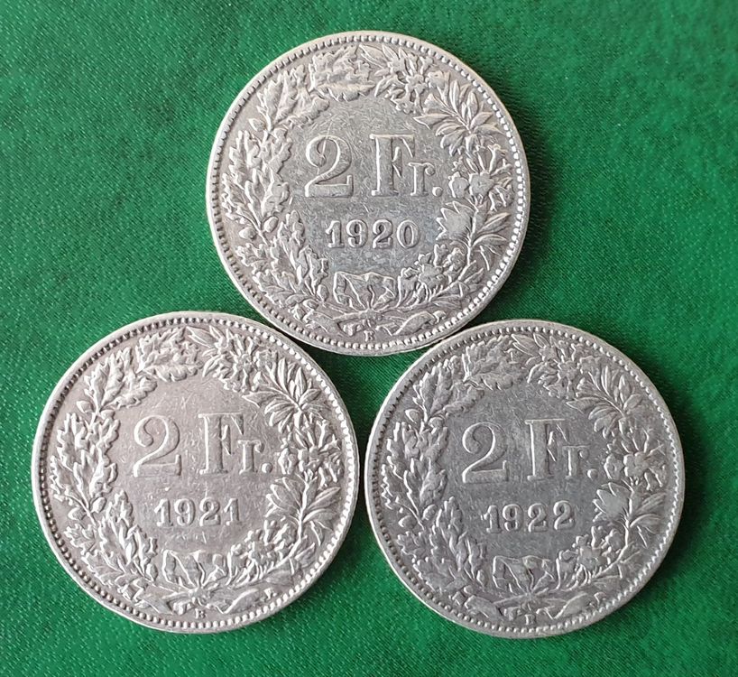2 Franken 1920, 1921 + 1922 Silber | Kaufen auf Ricardo