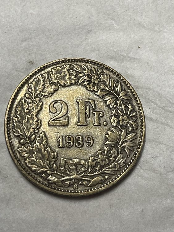 Sammlermünze 2 Franken Helvetia 1939 Schweiz Vintage (Gebraucht) in Wängi für CHF 6 – nur ...