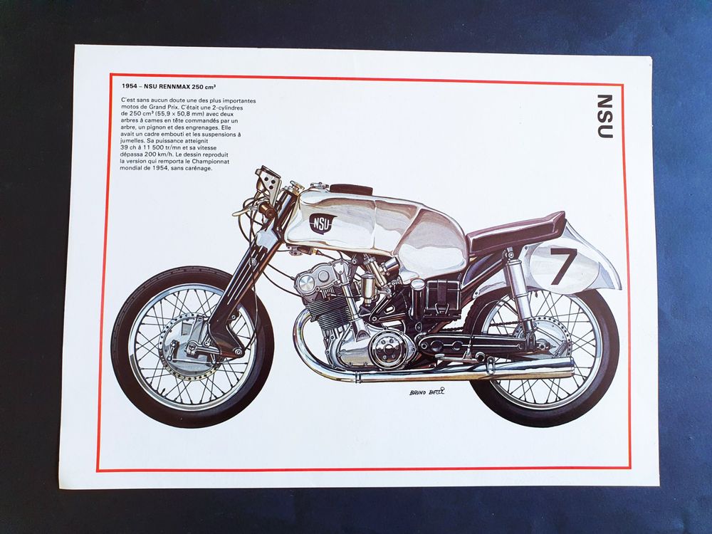 Mini poster format A4, Moto NSU Rennmax 250, 1954 | Kaufen auf Ricardo