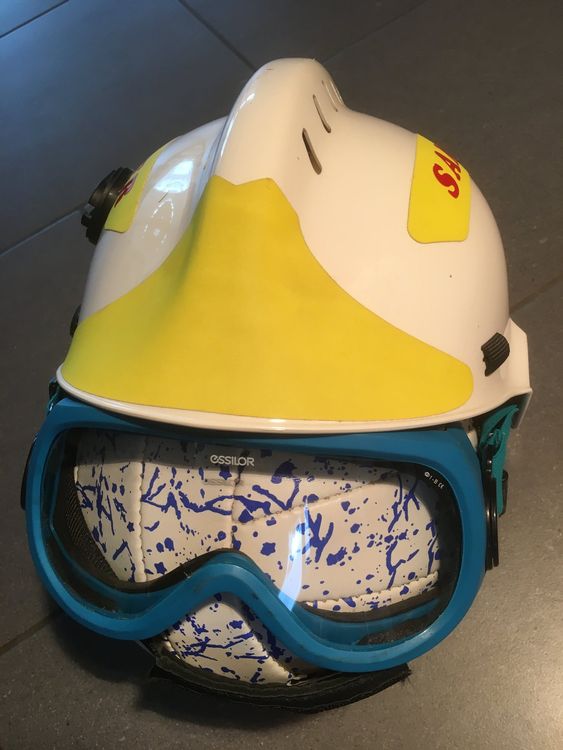 Feuerwehrhelm mit Schutzbrille (Samariter) CGF Gallet UIAA (Neuf (Voir ...