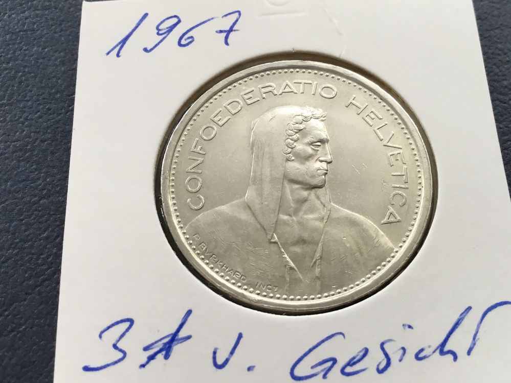 5 Franken Silbermünze 1967 m.3 sterne vor Gesicht VZ +++ | Kaufen auf Ricardo