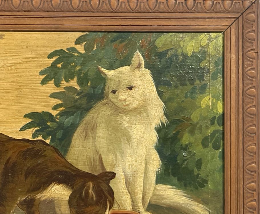 Antikes Gemälde mit Zwei Katzen Monogrammiert (Gebraucht) in Root für ...