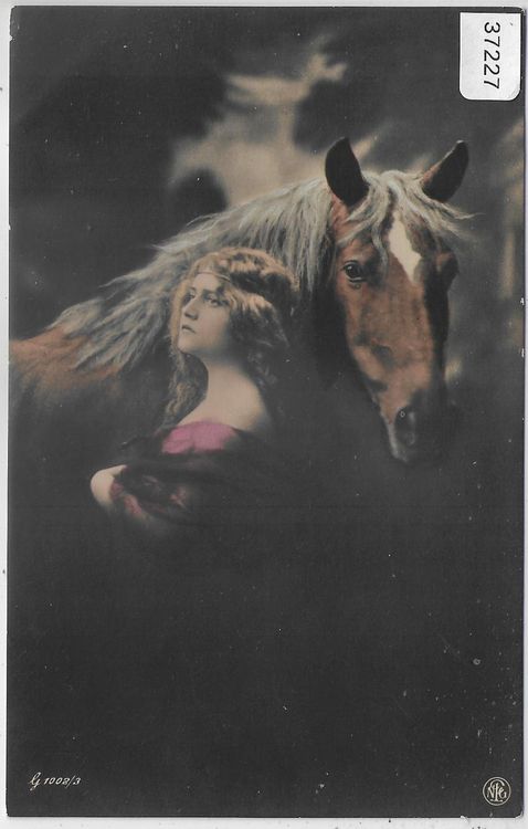 Junge Frau mit Pferd -coloriert | Kaufen auf Ricardo Junge Frau mit Pferd -coloriert | Kaufen auf Ricardo