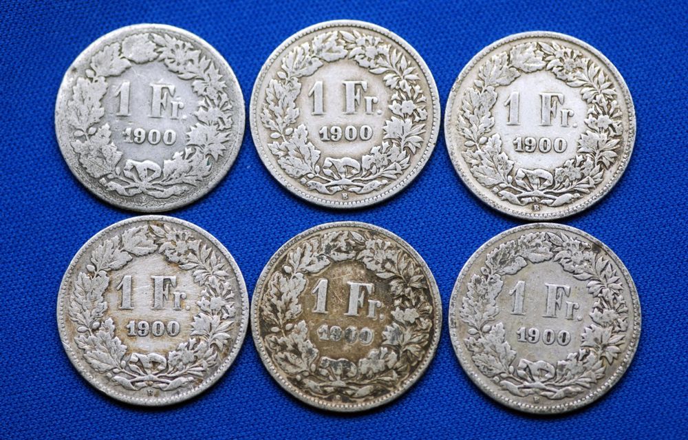 6 Stück silberne 1.- Jahrgang 1900, Auflage 400'000 Stück | Kaufen auf Ricardo