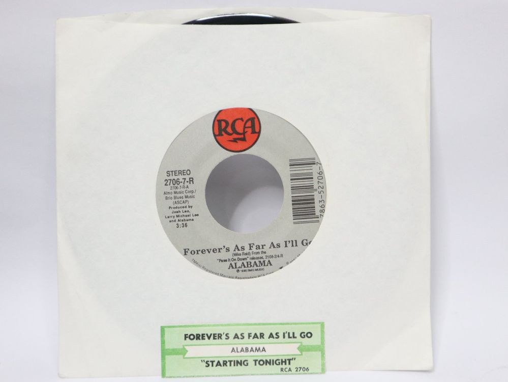 Vinyl Single Alabama Forever's As Far As Ill' Go für Jukebox (Gebraucht ...