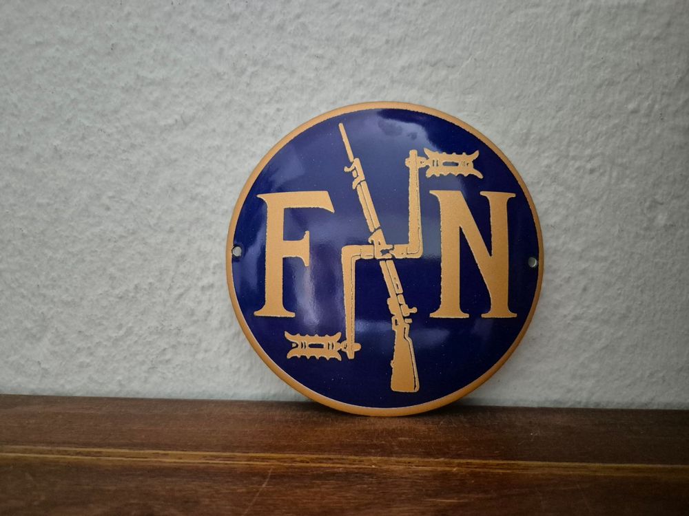 Emailschild FN Motorrad Werkstatt Garage Logo Emaille Schild (Neu ...