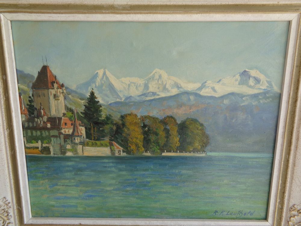 GEMÄLDE SCHLOSS OBERHOFEN THUNERSEE EIGER MÖNCH JUNGFRAU SIG (Gebraucht) in Henggart für CHF 125 ...