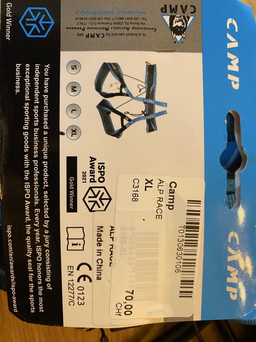 Baudrier d’alpinisme Camp Alp Race XL - Neuf avec étiquette! (Neuf avec ...