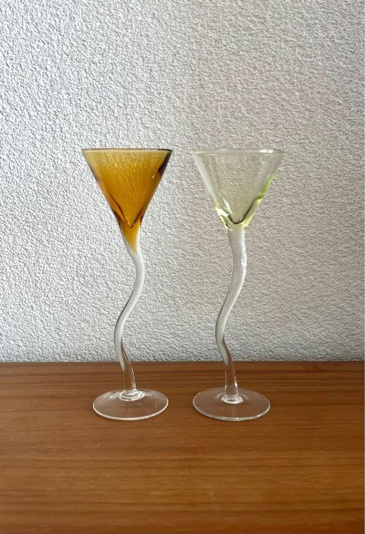 Paire de verres à cocktail torsadés en verre soufflé (Neu (gemäss ...