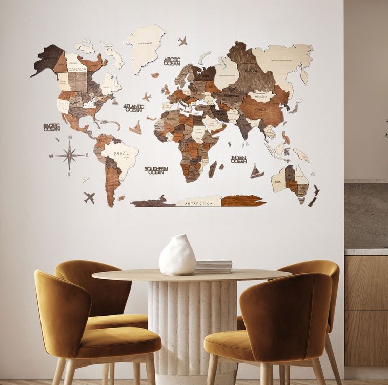 3D Weltkarte aus Holz - Multicolor - Dekoriere dein Zuhause! (Neu und originalverpackt) in ...
