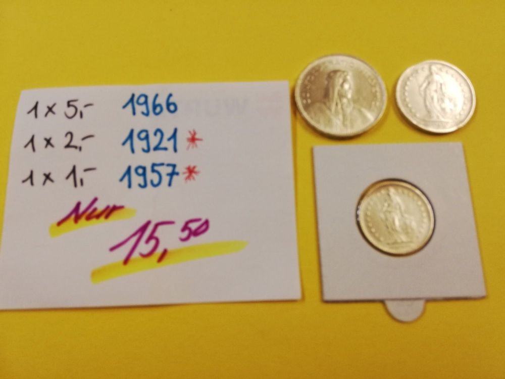 Schweizer Silbermünzen 5Fr/2Fr/1Fr | Kaufen auf Ricardo