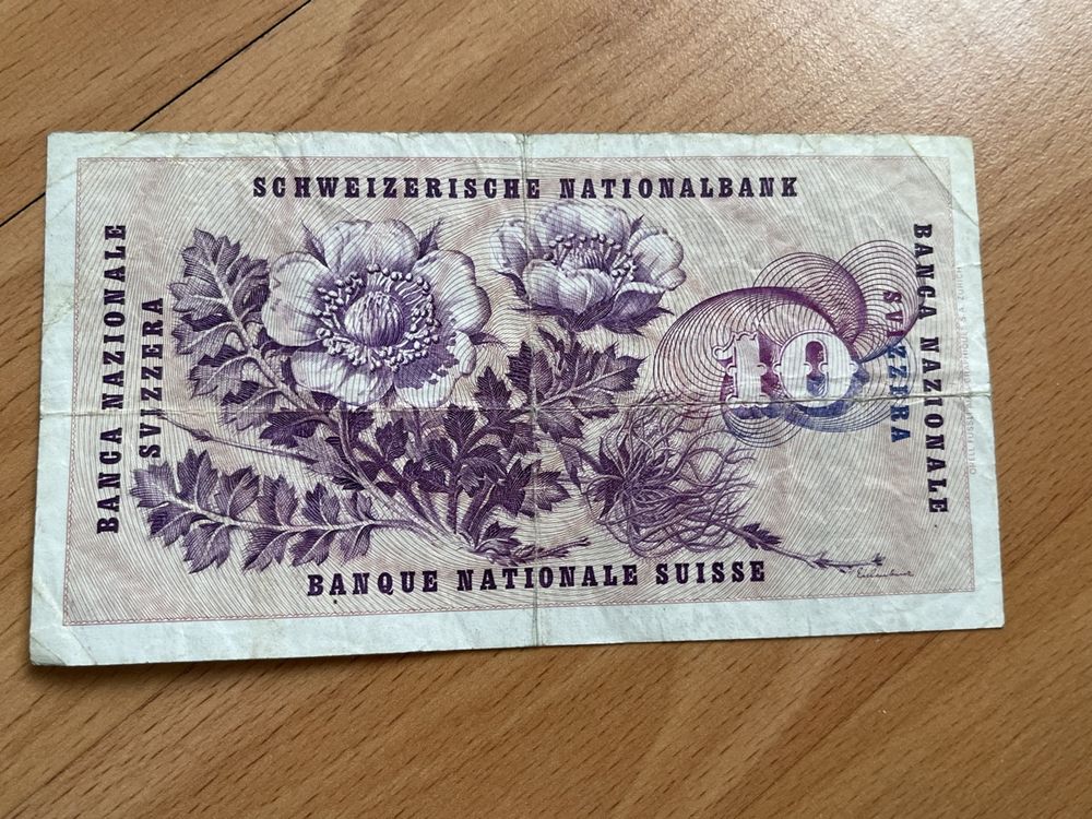Banknote Billets 10.- francs Suisse 1969 (Gebraucht) in Lyss für CHF 10 – mit Lieferung auf ...