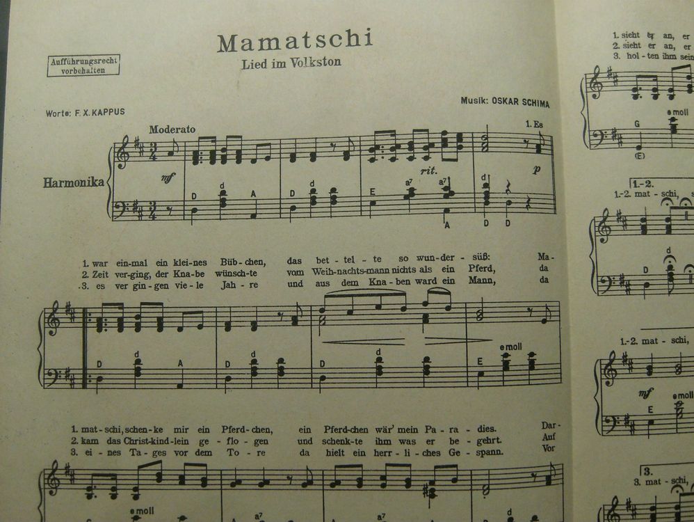 Notenblatt "Mamatschi" für Akkordeon | Kaufen auf Ricardo
