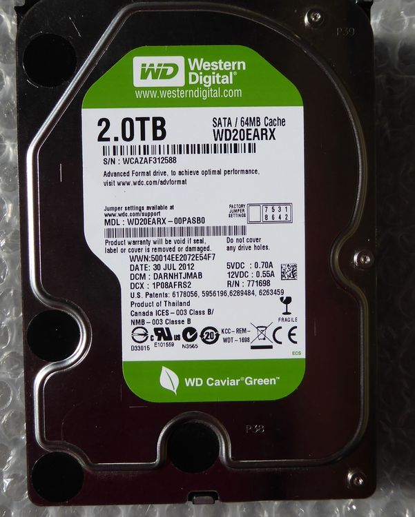Western Digital 2.OTB WD20EARX/ SATA/ 64MB Cache Neuwertig | Kaufen auf ...