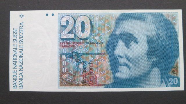20 Schweizer Franken Note ohne Falten Typ De Saussure (Gebraucht) in ...