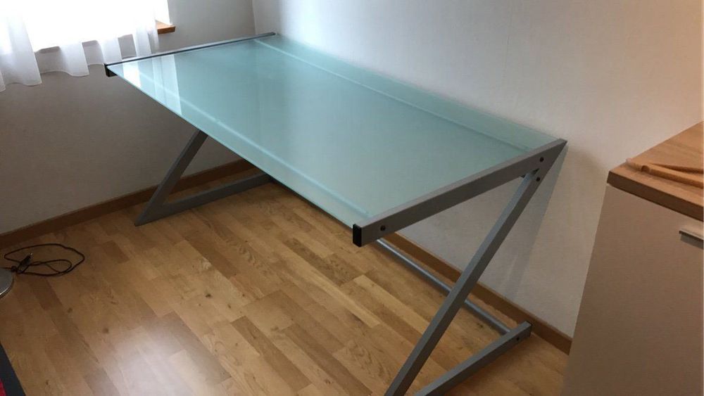 Bürotisch Schreibtisch Pult Glas Metall | Kaufen auf Ricardo