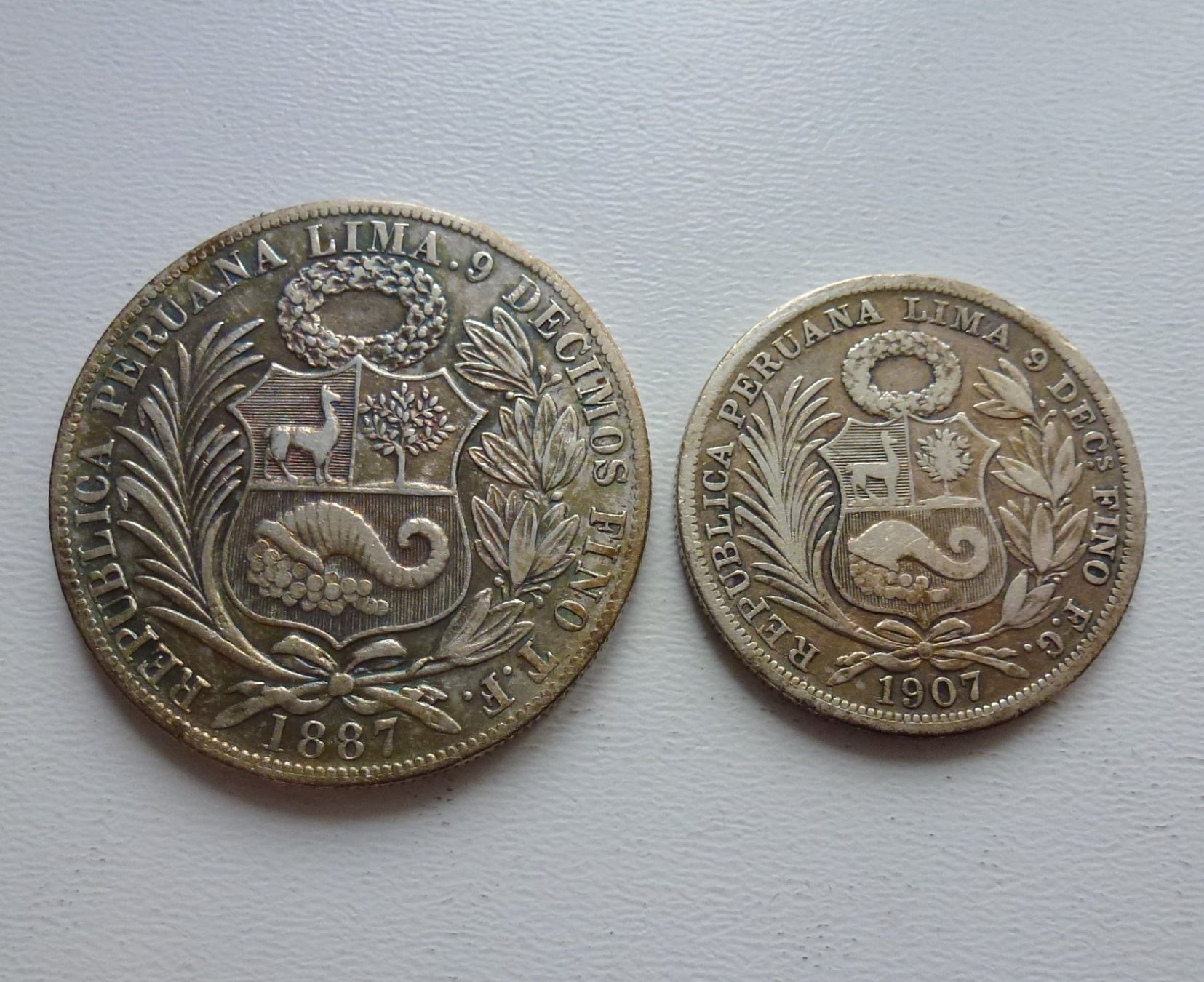 Lot ++ 5 Silber Münzen aus Peru ab 1887 (Gebraucht) in Walkringen für ...